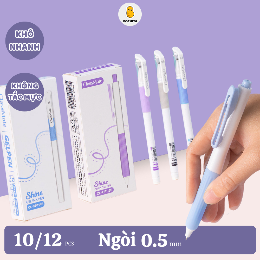 [Giảm 3K] Hộp 10/12 Bút Gel Bấm ClassMate Ngòi 0.5mm Có Ruột Thay Thế ...