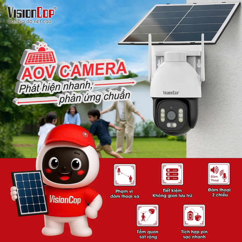 VisionCop Camera AOV IP Ngoài Trời 6MP - 4G LTE - Tích Hợp Pin 12000mAh ...