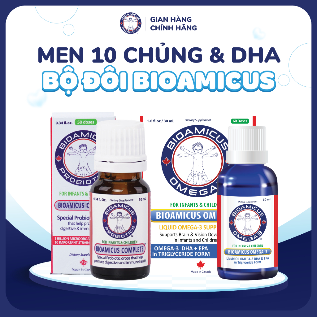 Bộ Đôi Men 10 Chủng & DHA Cho Bé - BioAmicus Complete 10 Chủng lọ 10mL ...