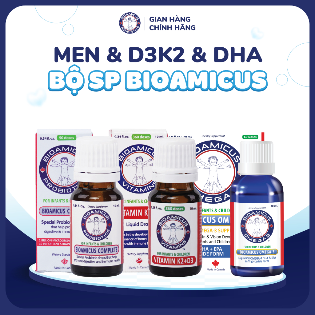 Bộ Ba Men & D3K2 & DHA Cho Bé - BioAmicus Complete 10 Chủng & BioAmicus ...