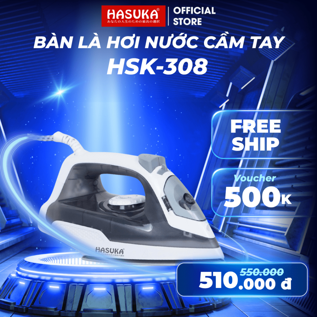 Bàn ủi hơi nước Hasuka HSK-309 công suất 1200W phù hợp mọi loại vải ...