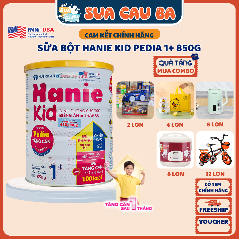 Sữa bột Nutricare Hanie Kid 1+ cho trẻ biếng ăn suy dinh dưỡng (LON ...