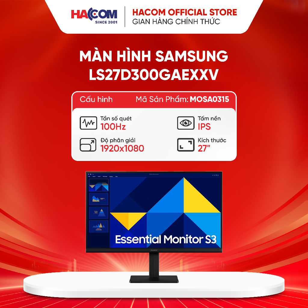 Màn hình Samsung LS27D300GAEXXV (27 inch/FHD/IPS/100Hz/5ms) HACOM PC ...