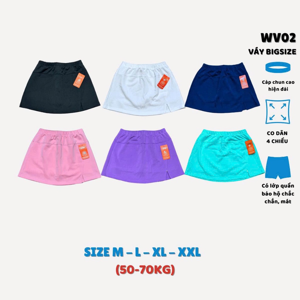 [BIG SIZE] Váy cầu lông - dày dặn, mặc thấm hút mồ hôi WV02 | Shopee ...