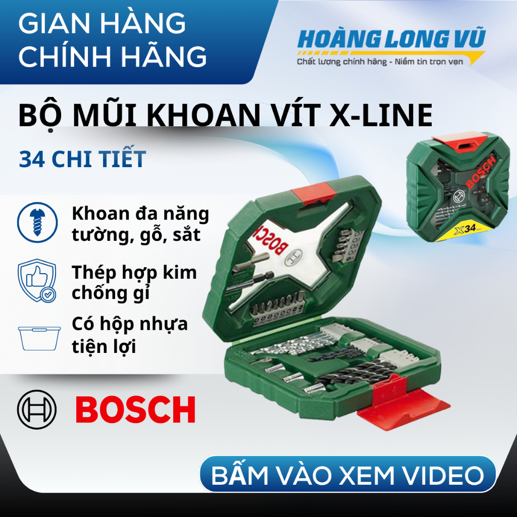 Bộ mũi khoan và vặn vít X-Line 34 chi tiết Bosch chính hãng 2607010608 ...