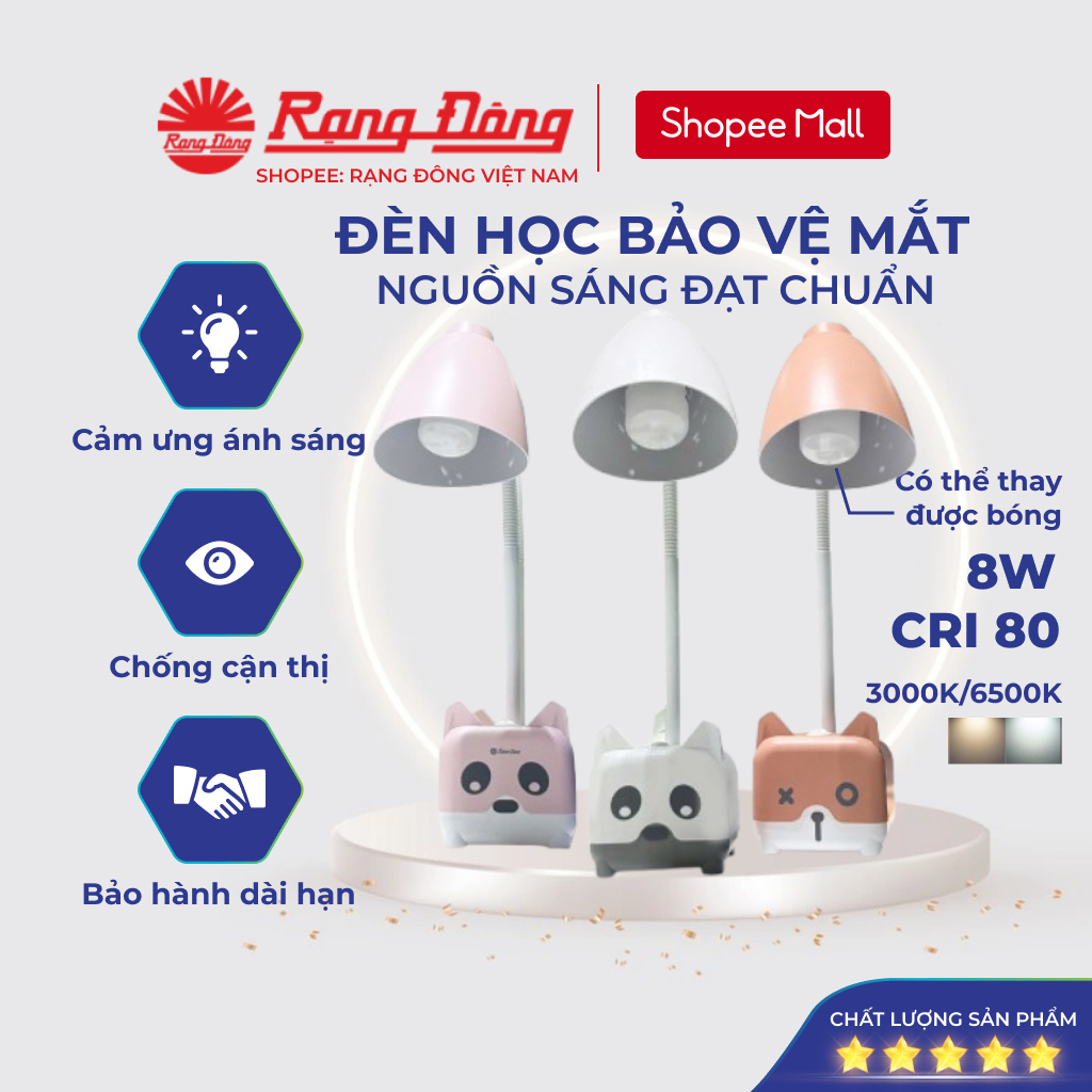 Đèn Học Rạng Đông Led Chống Cận 8W Bảo Vệ Thị Lực Cho Mắt Học Bài Đọc ...