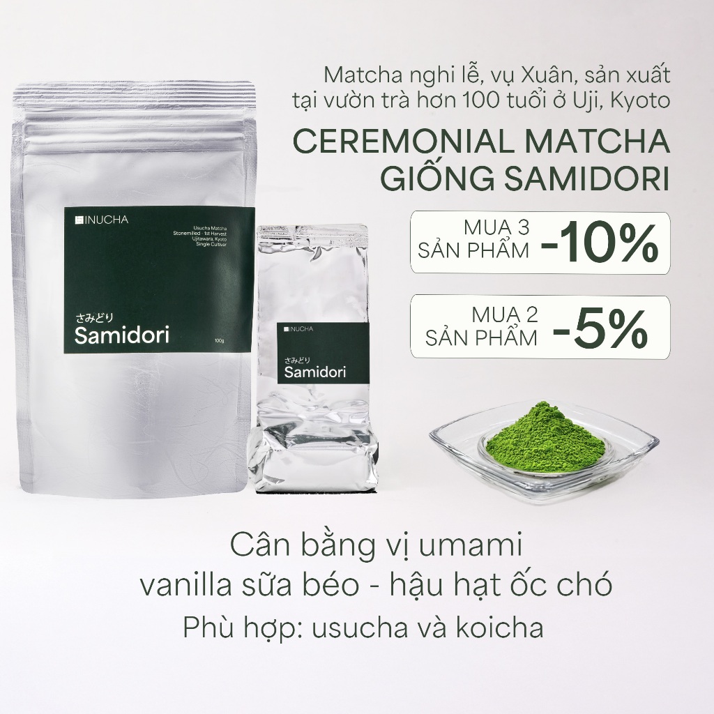 [TÚI 30GR REFILL/ 100GR] Túi Matcha INUCHA (Giống trà SAMIDORI ...