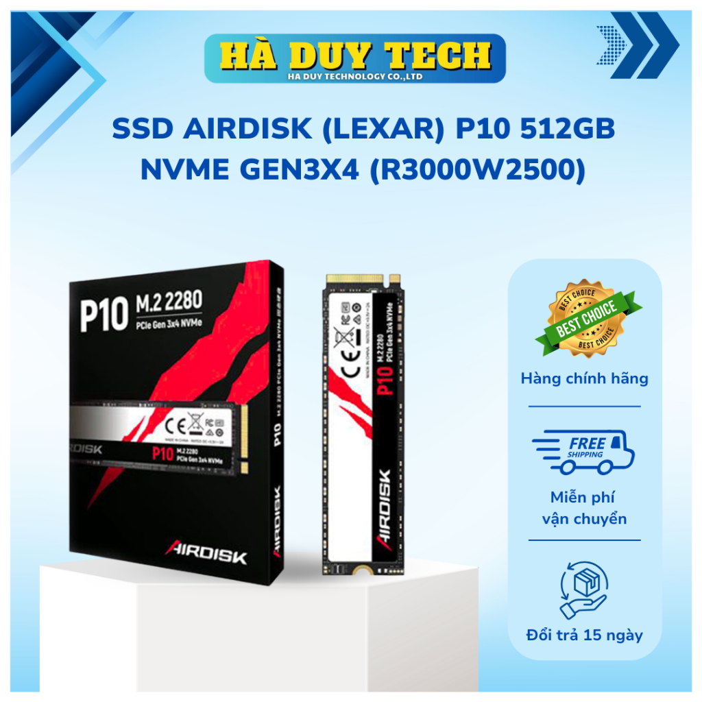 SSD AIRDISK (LEXAR) P10 512GB NVME GEN3x4 (R3000/W2500) - Chính Hãng ...