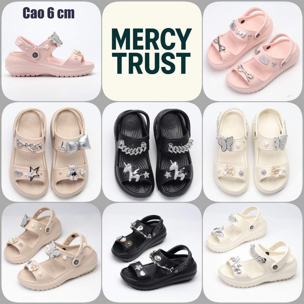 🎁 Tặng Charm Theo Bộ + Vớ🎁 Sandal MERCY TRUST TOW Cao 6cm EVA Êm Nhẹ ...