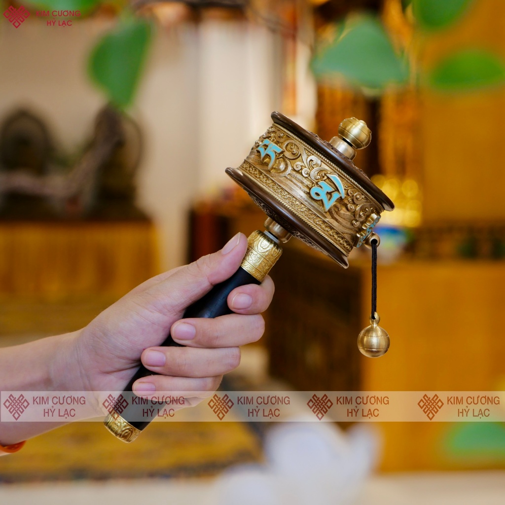 Kinh Luân Cầm Tay Đồng Chạm Khắc Chữ Nổi Chú Om Mani Padme Hum [Mật ...