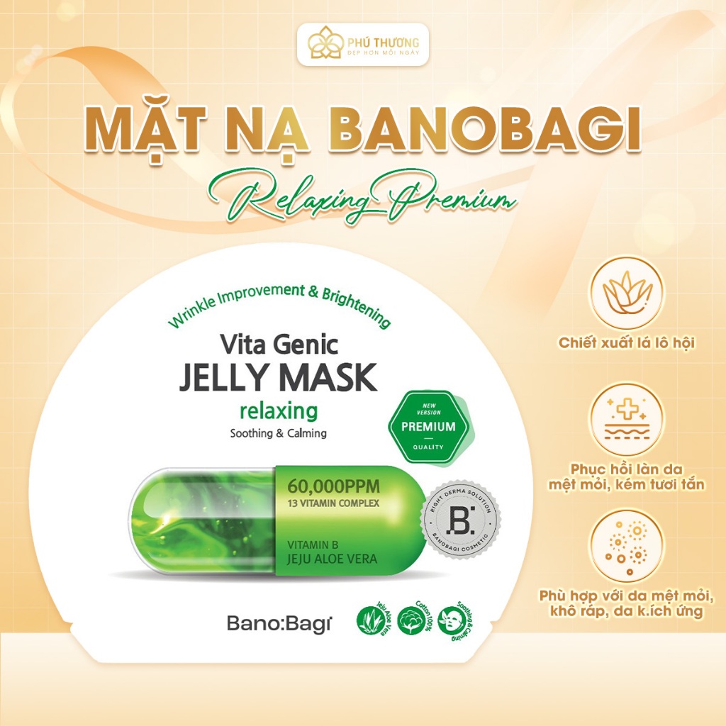 Mặt Nạ BANOBAGI PREMIUM Vita Genic Jelly Mask Relaxing Xanh Lá Bổ Sung ...