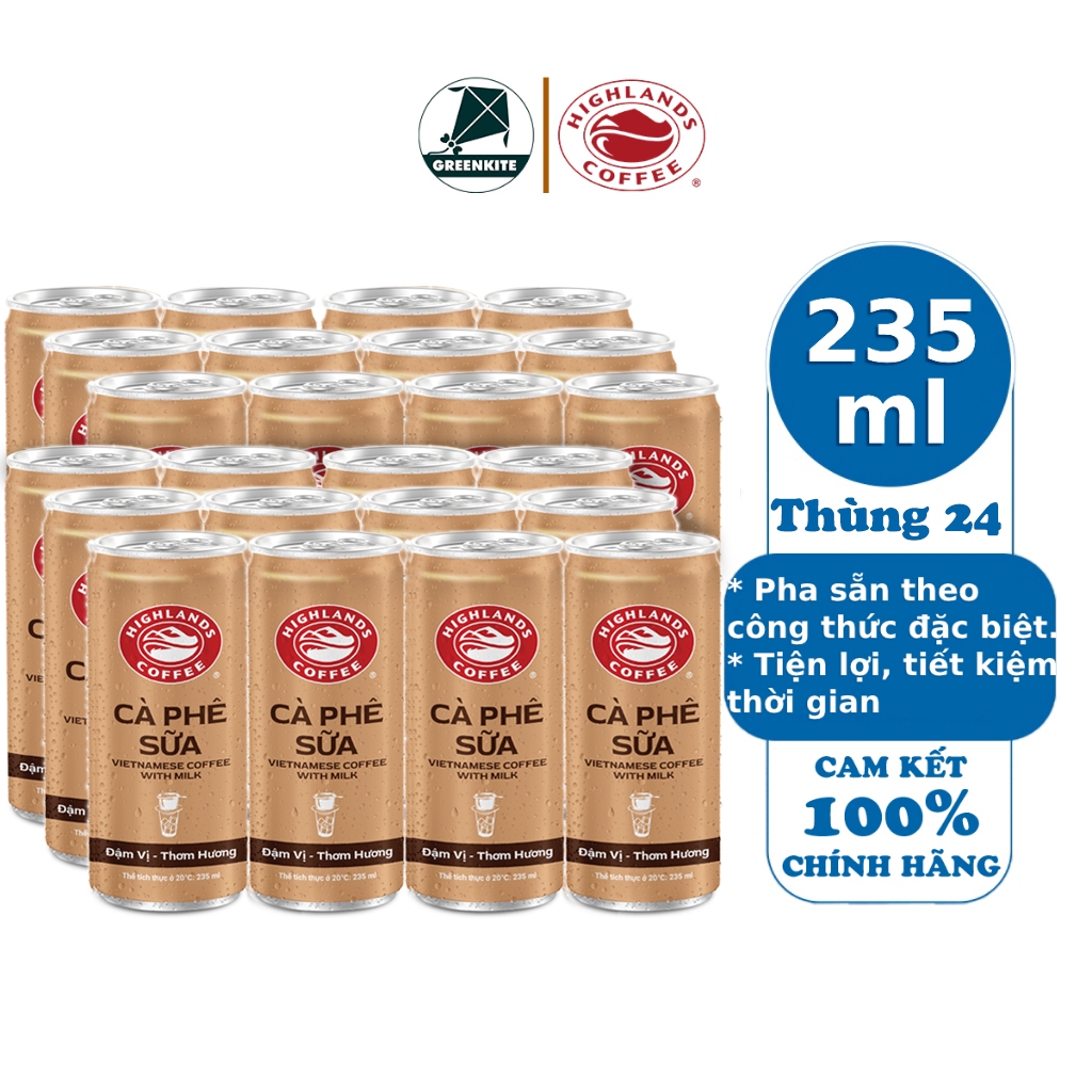 Thùng Cà Phê Sữa Highlands Coffee 235ml * 24 - Cà Phê Lon Pha Sẵn ...