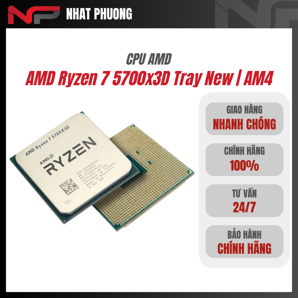 CPU AMD Ryzen 7 5700x3D Tray New | AM4, 8 Nhân/16 Luồng, Bảo hành 36 ...