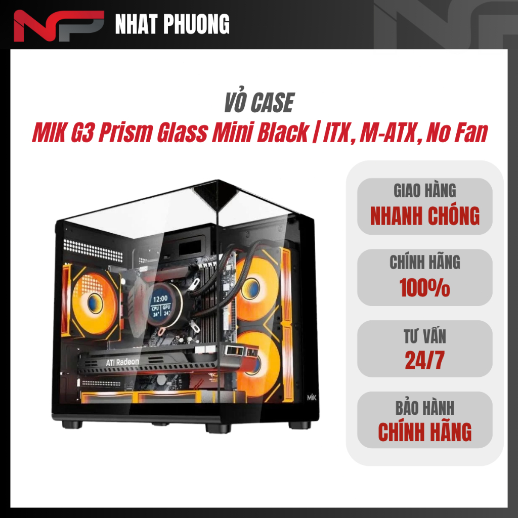 Vỏ Case MIK G3 Prism Glass Mini Black | ITX, M-ATX, No Fan (Mới, BH 25T ...