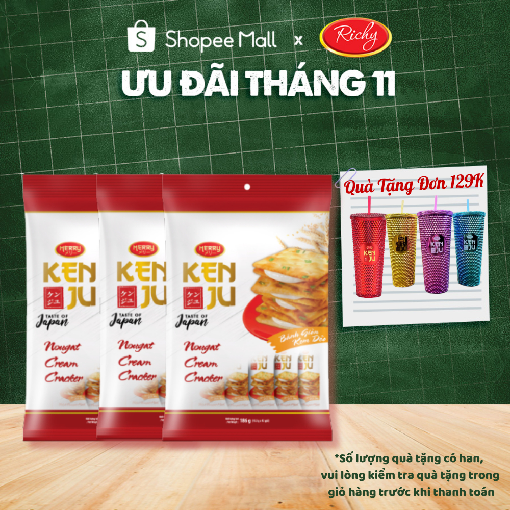 [Tặng Ly Kenju Đơn 129K] Combo 3 Bánh Richy Kenju Kem Dẻo 186gr ...