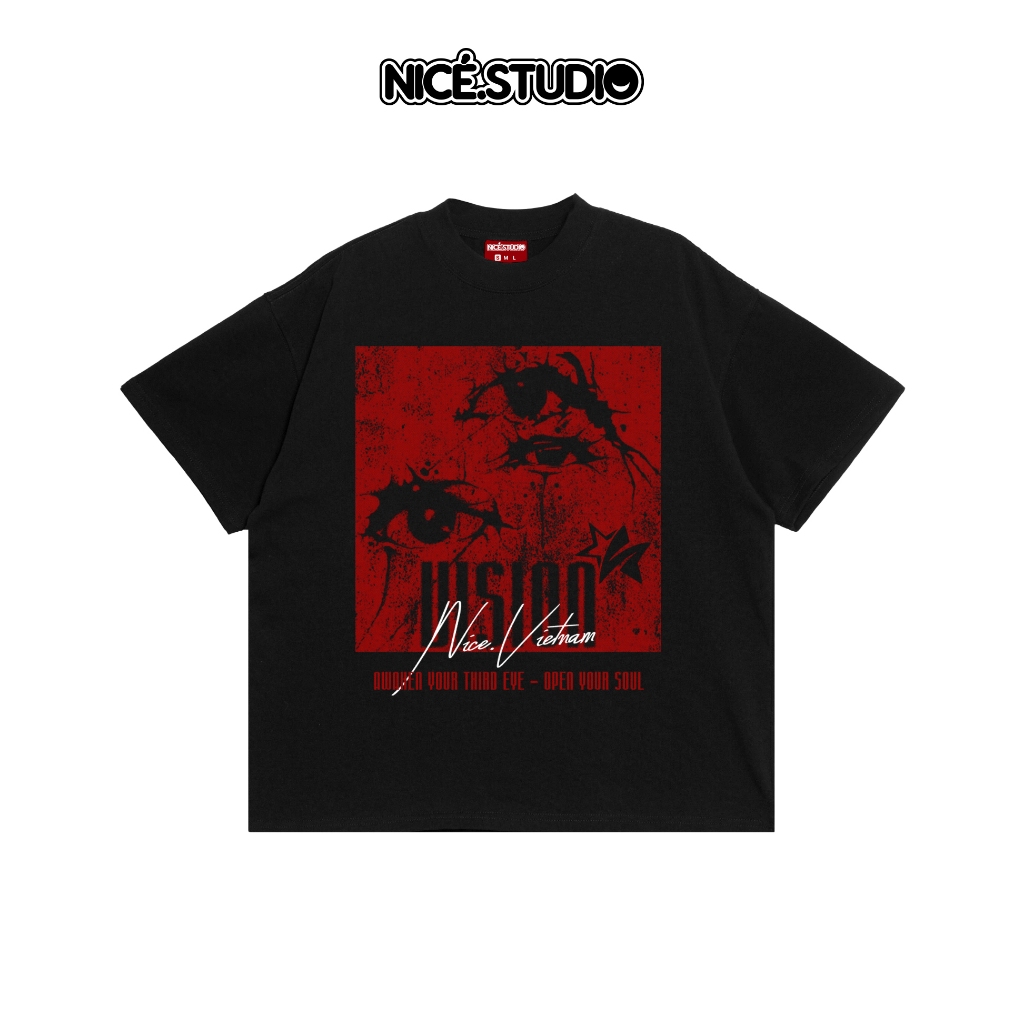 Áo Thun Form Boxy Vision Đen Cotton 280gsm Unisex – Nicé.Studio Local ...