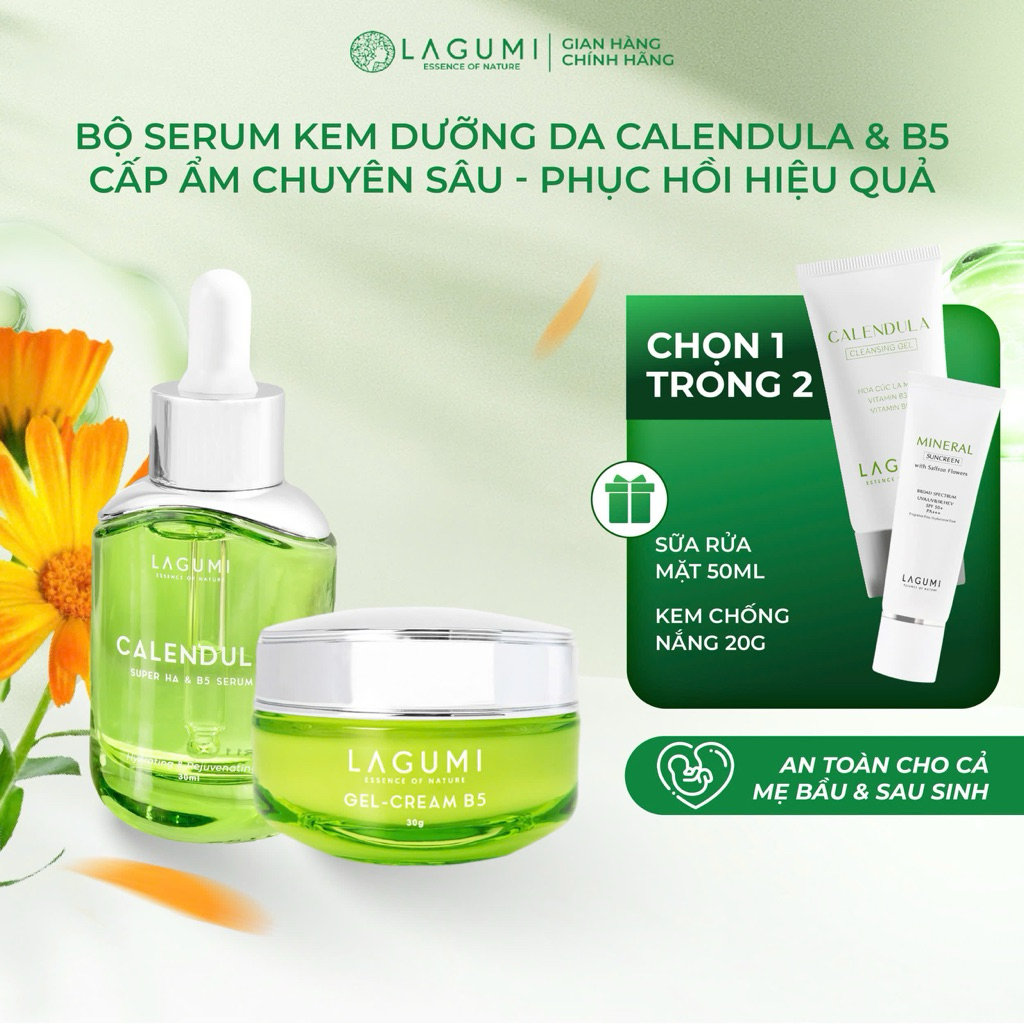 Bộ Kem dưỡng ẩm & làm sáng cho mẹ bầu, sau sinh LAGUMI Calendula B5 ...