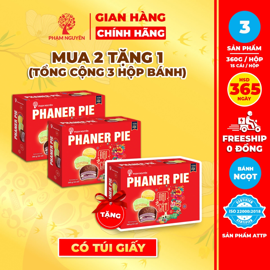 [MUA 2 TẶNG 1][HỘP QUÀ TẾT 2026] Tổng cộng 3 Hộp Bánh Phaner Pie Phạm ...