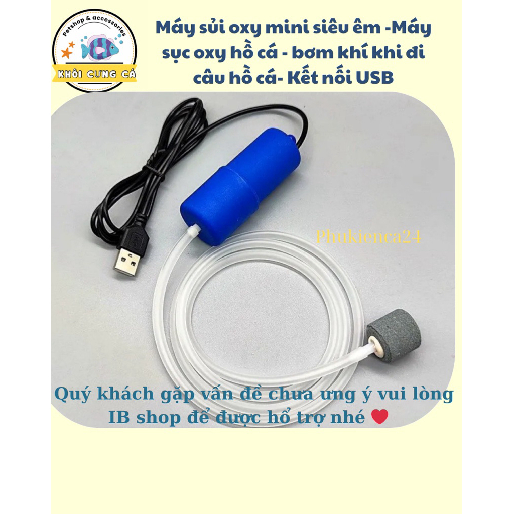Máy sủi oxy mini siêu êm máy sục oxi bể cá cảnh bơm khí khi đi câu hồ ...