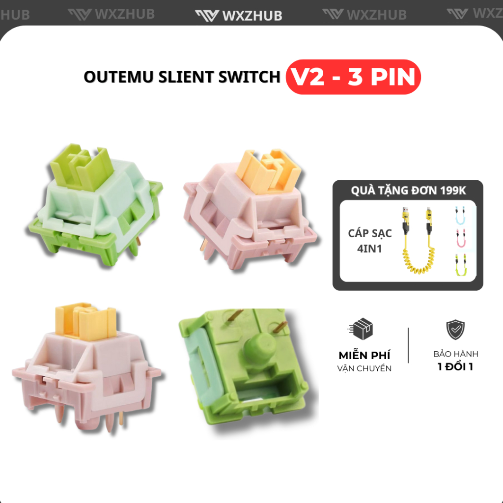 Switch Outemu Silent Peach V2 / Lime V2 3 Pin, Switch Slient Gỗ Êm, Hỗ ...