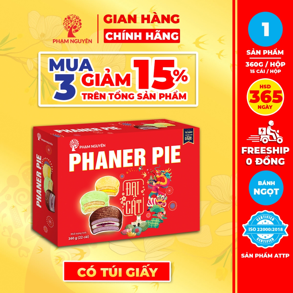 [MUA 3 GIẢM 15%][HỘP QUÀ TẾT 2026] Hộp Bánh Phaner Pie Hỗn Hợp 03 Vị ...