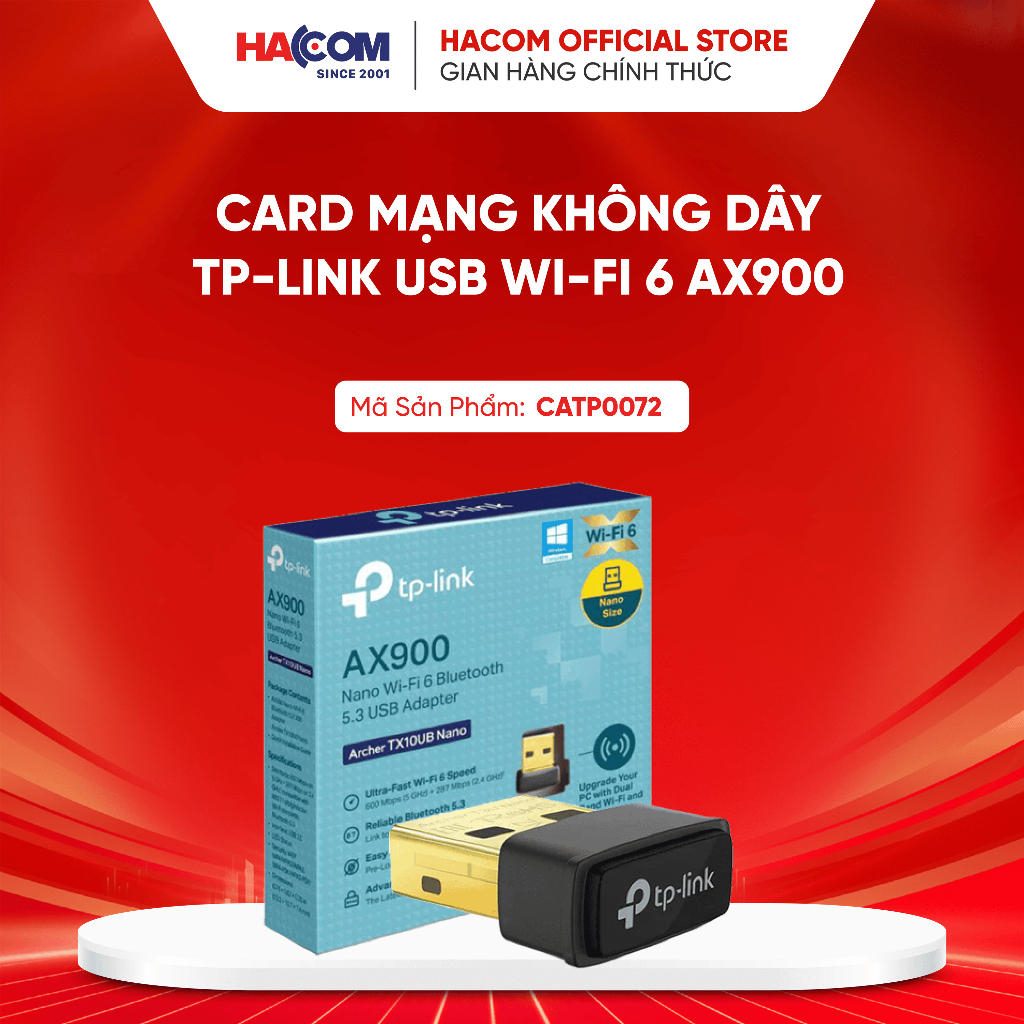 Card mạng không dây TP-Link USB Wi-Fi 6 AX900 & Bluetooth 5.3 Nano ...