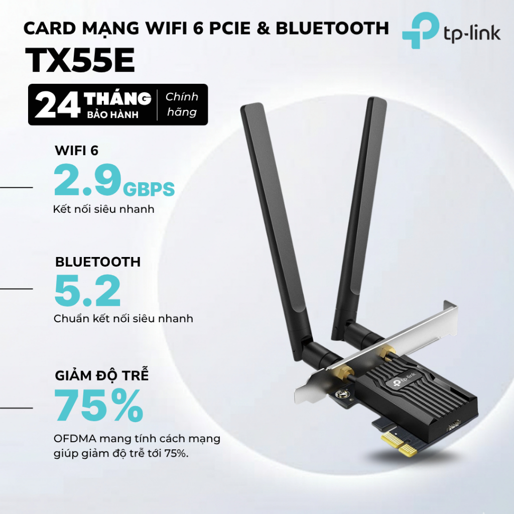 Card Mạng WiFi PCIe TP-Link Archer TX55E | Hỗ trợ Bluetooth 5.2, Wi-Fi ...