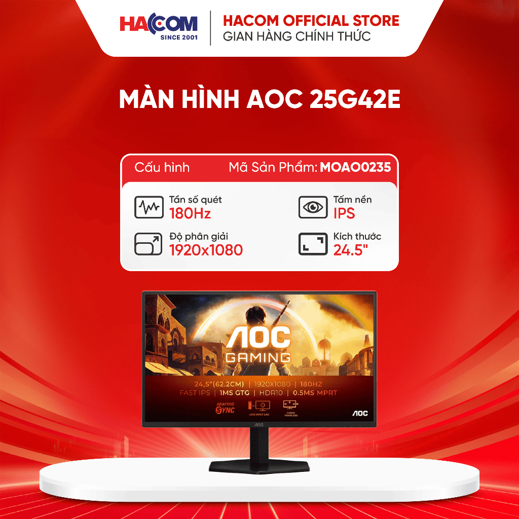 Màn hình AOC 25G42E (24.5 inch/FHD/Fast IPS/180Hz/0.5ms) | Shopee Việt Nam