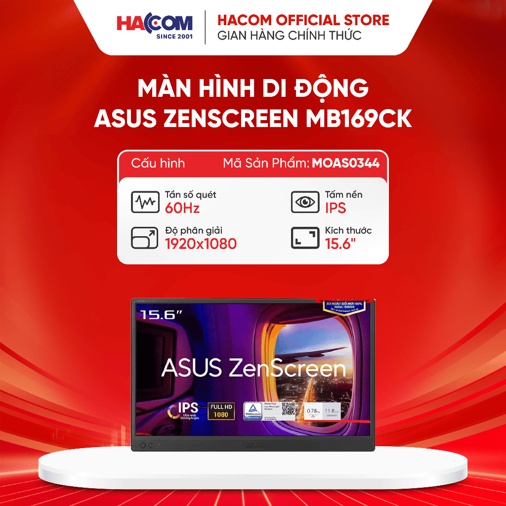 Màn hình di động ASUS ZenScreen MB169CK (15.6 inch/FHD/IPS/60Hz/5ms ...