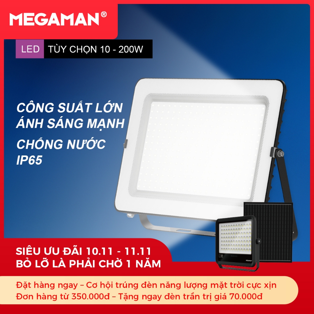 Đèn LED Pha MEGAMAN 100W 150W 200W – Công suất lớn, chống nước IP65 ...