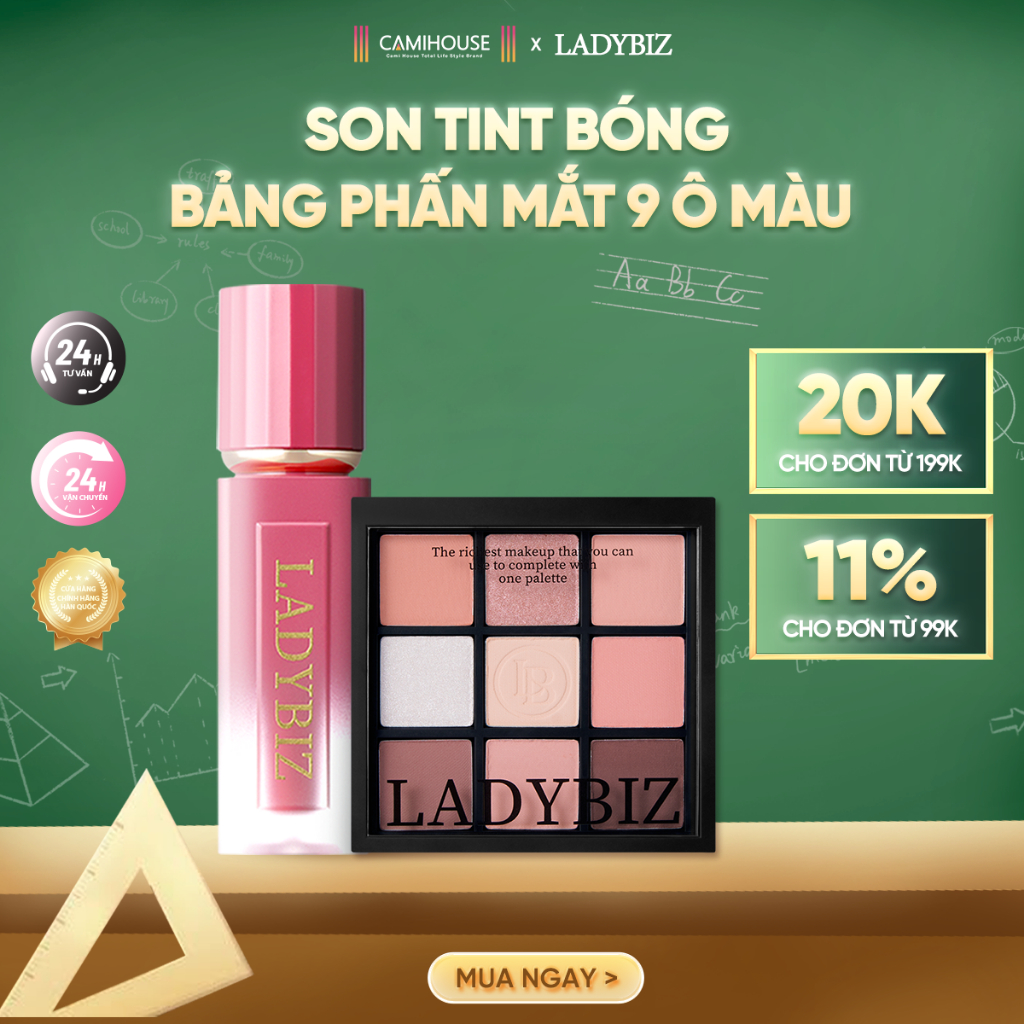 [CAMIHOUSE - Hỏa tốc ] Combo Son Tint Căng Bóng City Girl Mood Ladybiz + Bảng phấn mắt City Girl ...