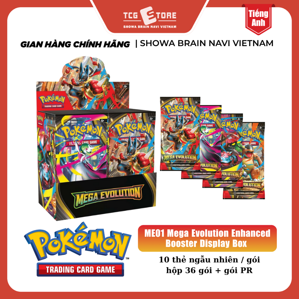 Hộp seal 36 gói + thẻ PR thẻ Pokemon Trading Card Game ME01 Mega ...