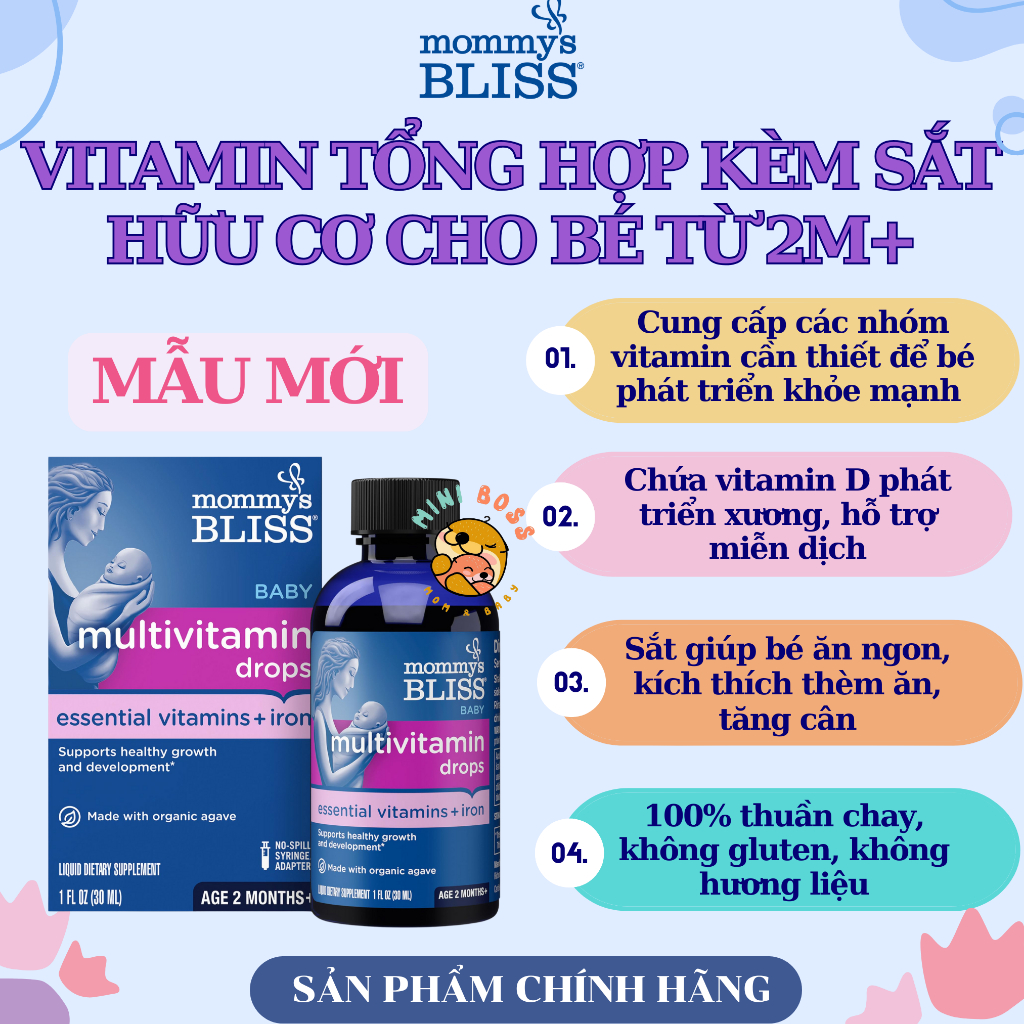 [CHÍNH HÃNG-BAY AIR]Sắt hữu cơ + Vitamin tổng hợp Mommy's Bliss (Baby ...