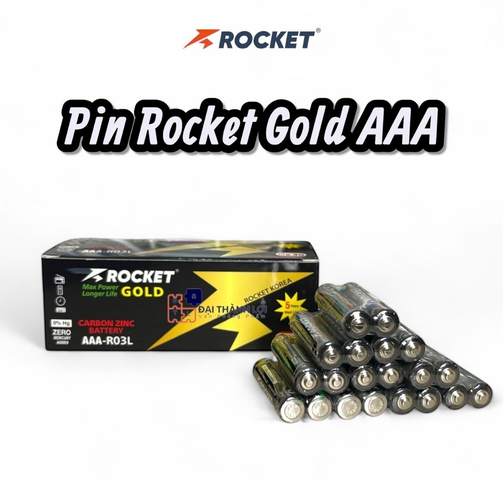 Combo 20/40/60 Viên Pin Tiểu AAA( 3A) Rocket 1.5V Rocket Gold( Sắt ...