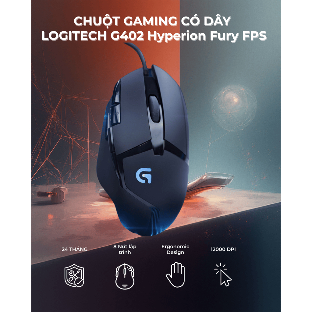 LOGITECH G402 HYPERION FURY FPS – CHUỘT GAMING CÓ DÂY "500 IPS SIÊU TỐC ...