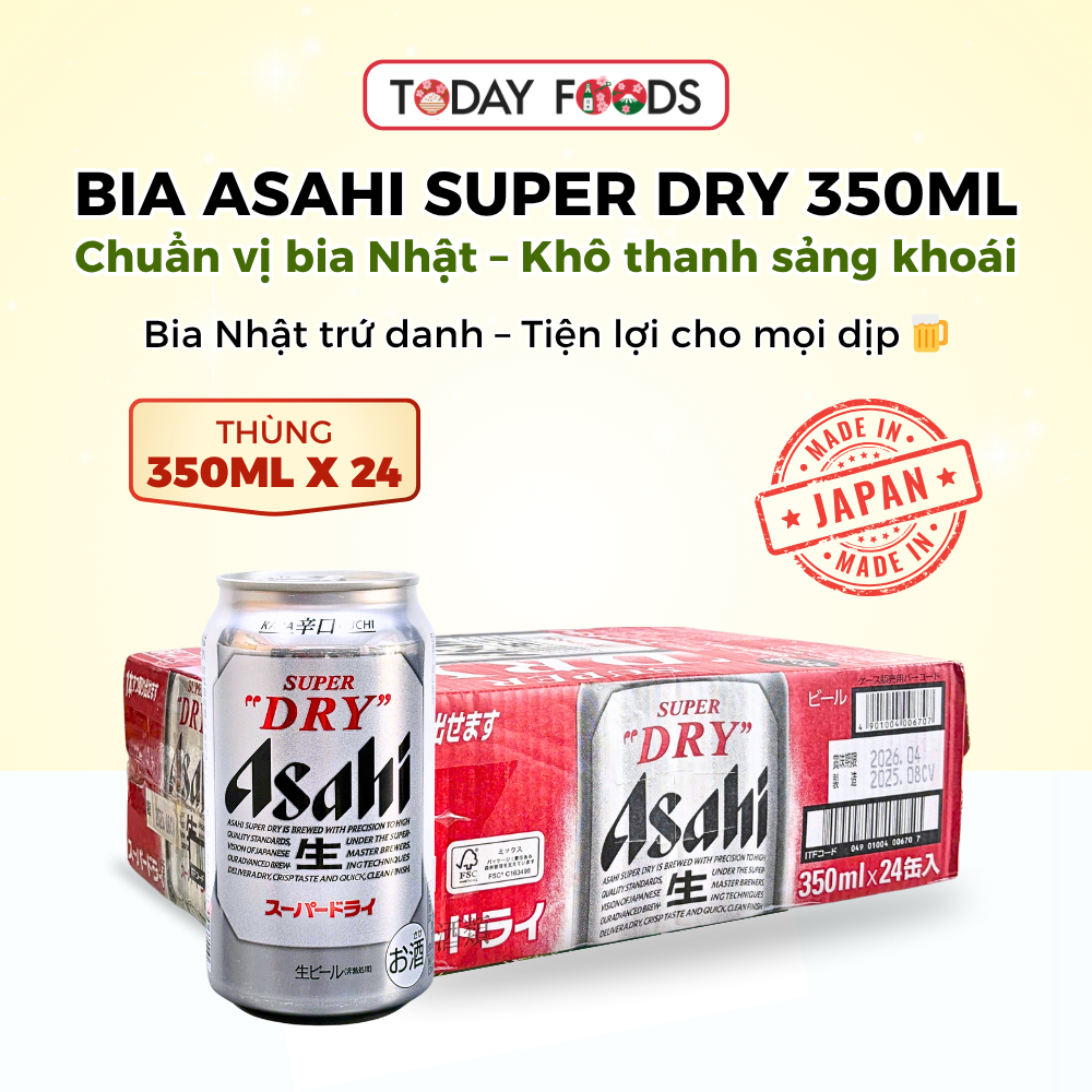 Bia Asahi Super Dry 350ML – Thùng 24 lon – Bia Nhật vị khô thanh mát, chuẩn phong cách Nhật Bản ...