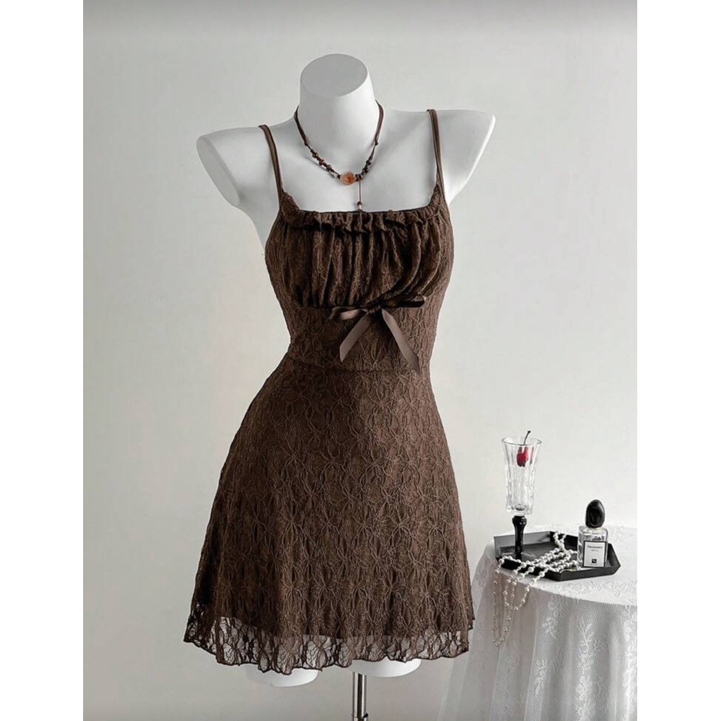 Sweetro Elegant French Style Lace Camisole Dress, Slim Fit A-Line Skirt ...