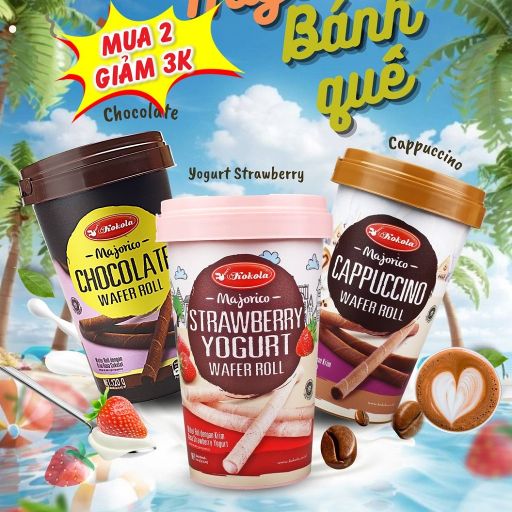 Bánh quế Kokola Majorico ly 120g nhập khẩu Indonesia vị chocolate ...