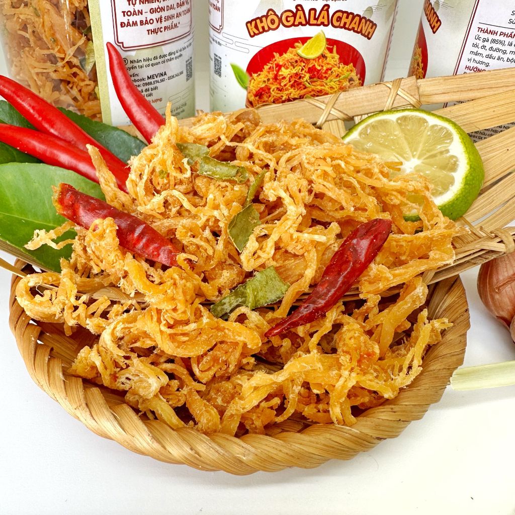 Khô Gà Lá Chanh Cay Mặn Ngọt Hòa Quyện – Khô Gà Lá Chanh MEVINA Giòn ...