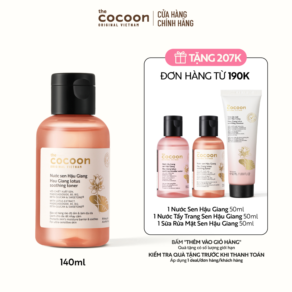 Nước sen Hậu Giang (toner) Cocoon giúp phục hồi đa nhiệm cho da rất ...