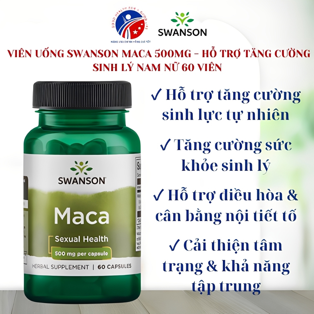 Viên Uống Swanson Maca 500mg - Hỗ Trợ Tăng Cường Sinh Lý Nam Nữ 60 Viên ...