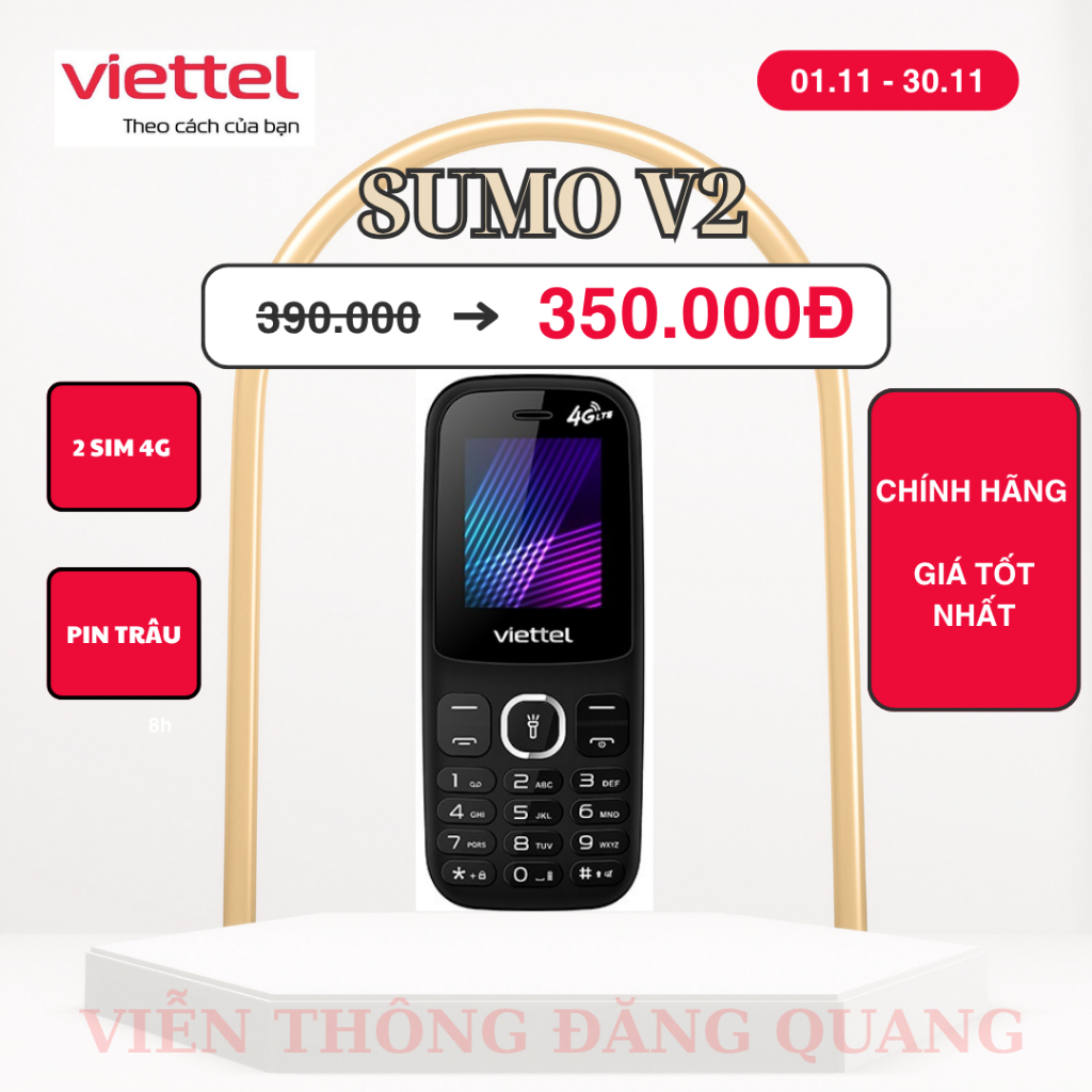 Điện thoại 4G Viettel Sumo V2 | 2 SIM | Pin trâu | Sóng khỏe | hàng mới ...