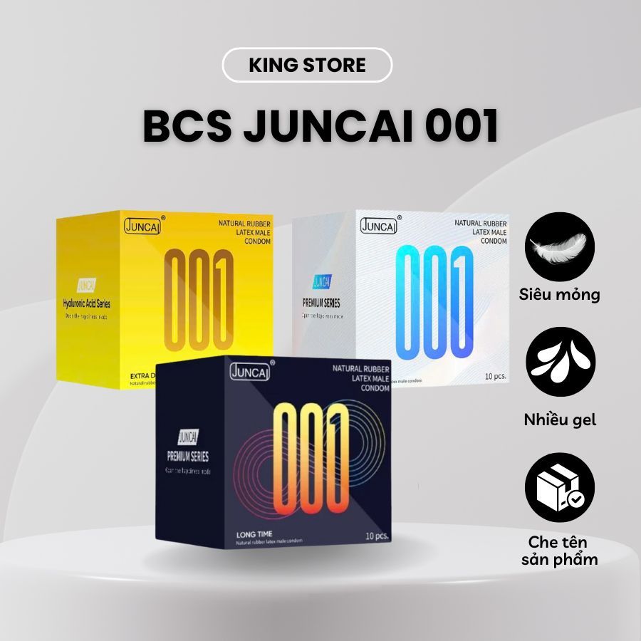 Bao cao su siêu mỏng JUNCAI hộp 10 cái, bcs có gai siêu mỏng 001 size ...
