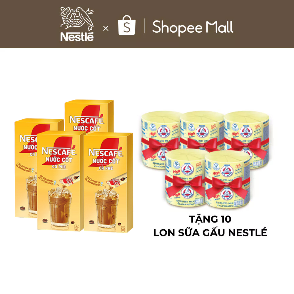 [TẶNG 10 LON SỮA GẤU NESTLÉ] COMBO 4 HỘP NƯỚC CỐT CÀ PHÊ NESCAFÉ - CÀ ...