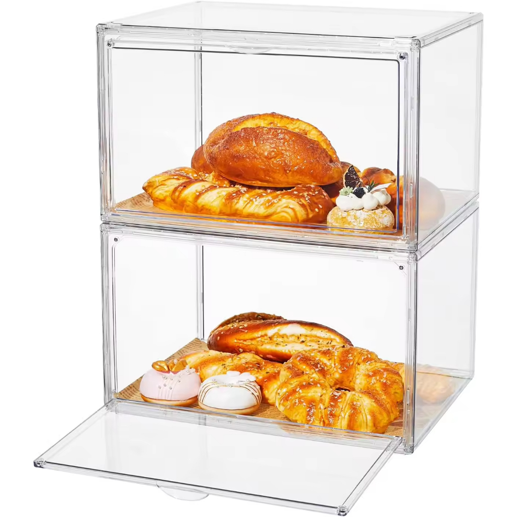 Stackable bread keeper box, large acrylic food storage container ...