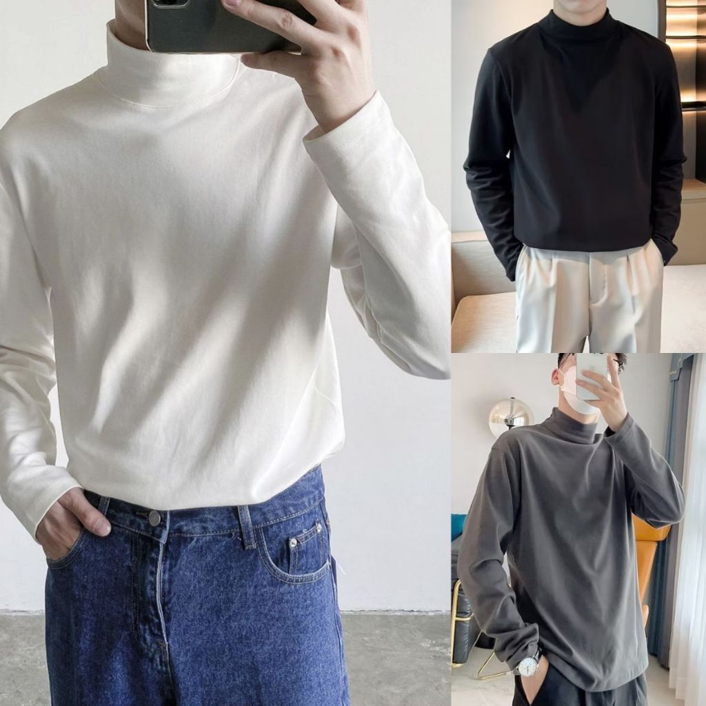 Áo giữ nhiệt nam FABUMAN cổ 3cm giữ ấm mùa đông DÀI TAY màu đen trắng ...