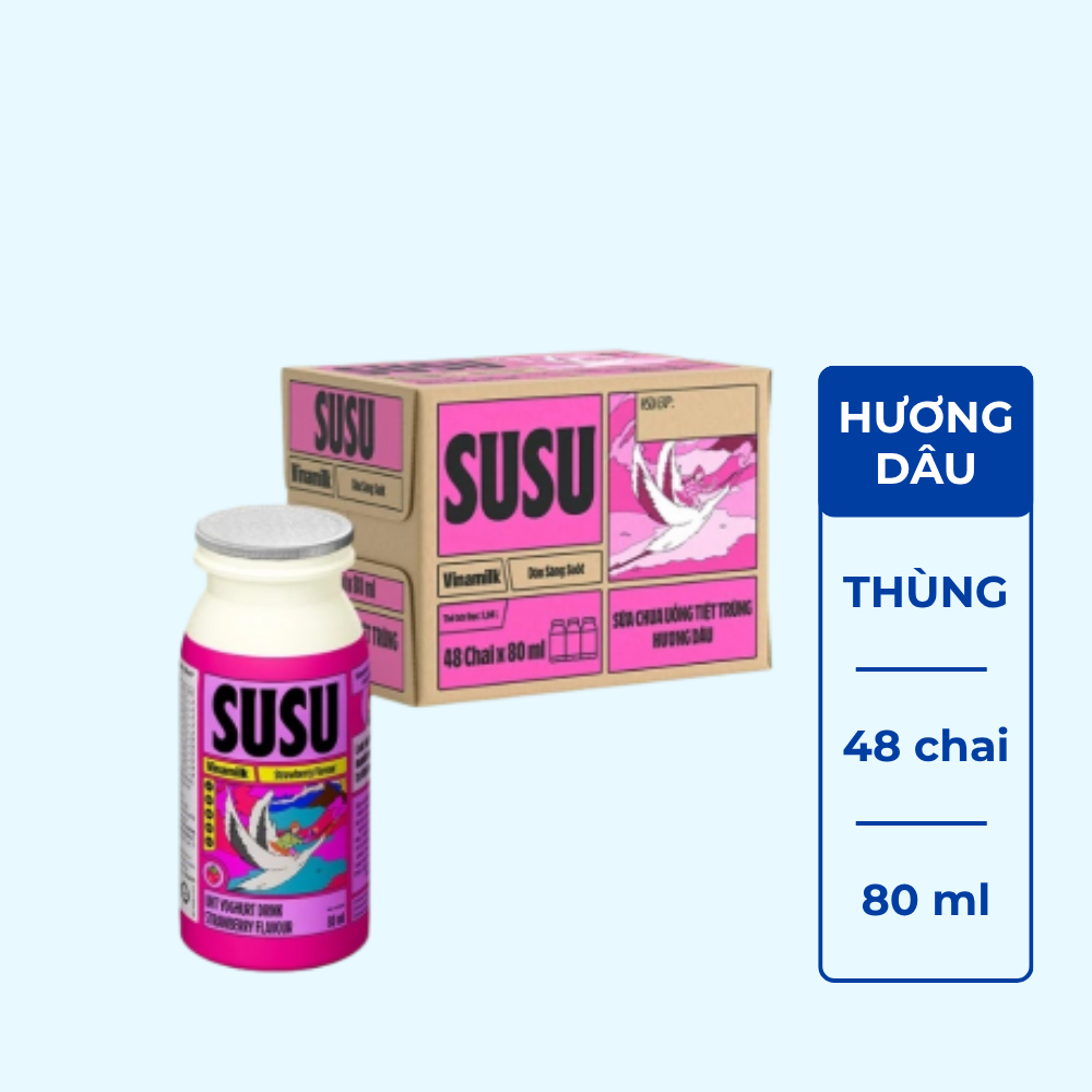 Sữa chua uống hương dâu Vinamilk Susu - Thùng 48 chai 80ml | Shopee ...