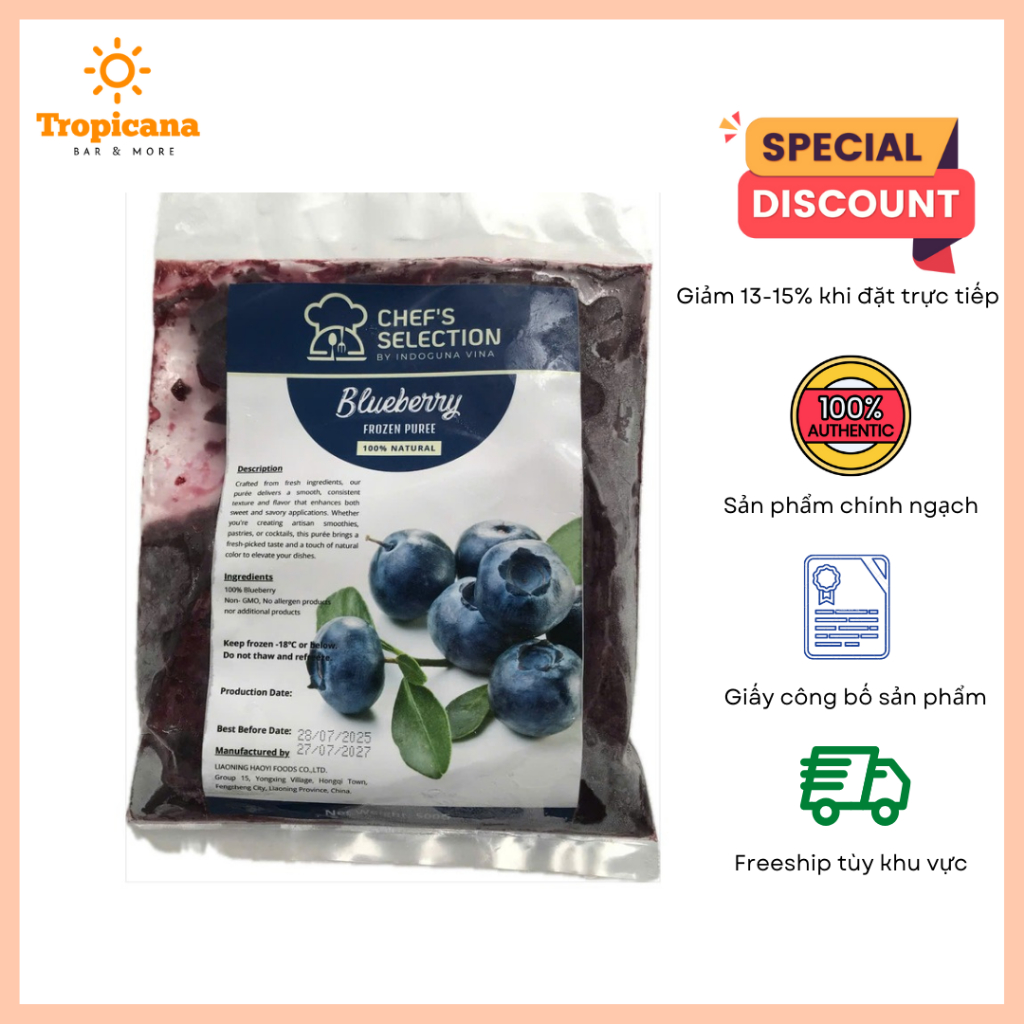 Blueberry Frozen Puree (Puree Việt quất đông lạnh) - 500G | Shopee Việt Nam