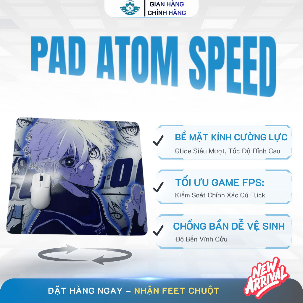 🎁 Pad Chuột Gaming FPS Atom Speed - Kính Cường Lực Di Mượt, Chống Trượt ...