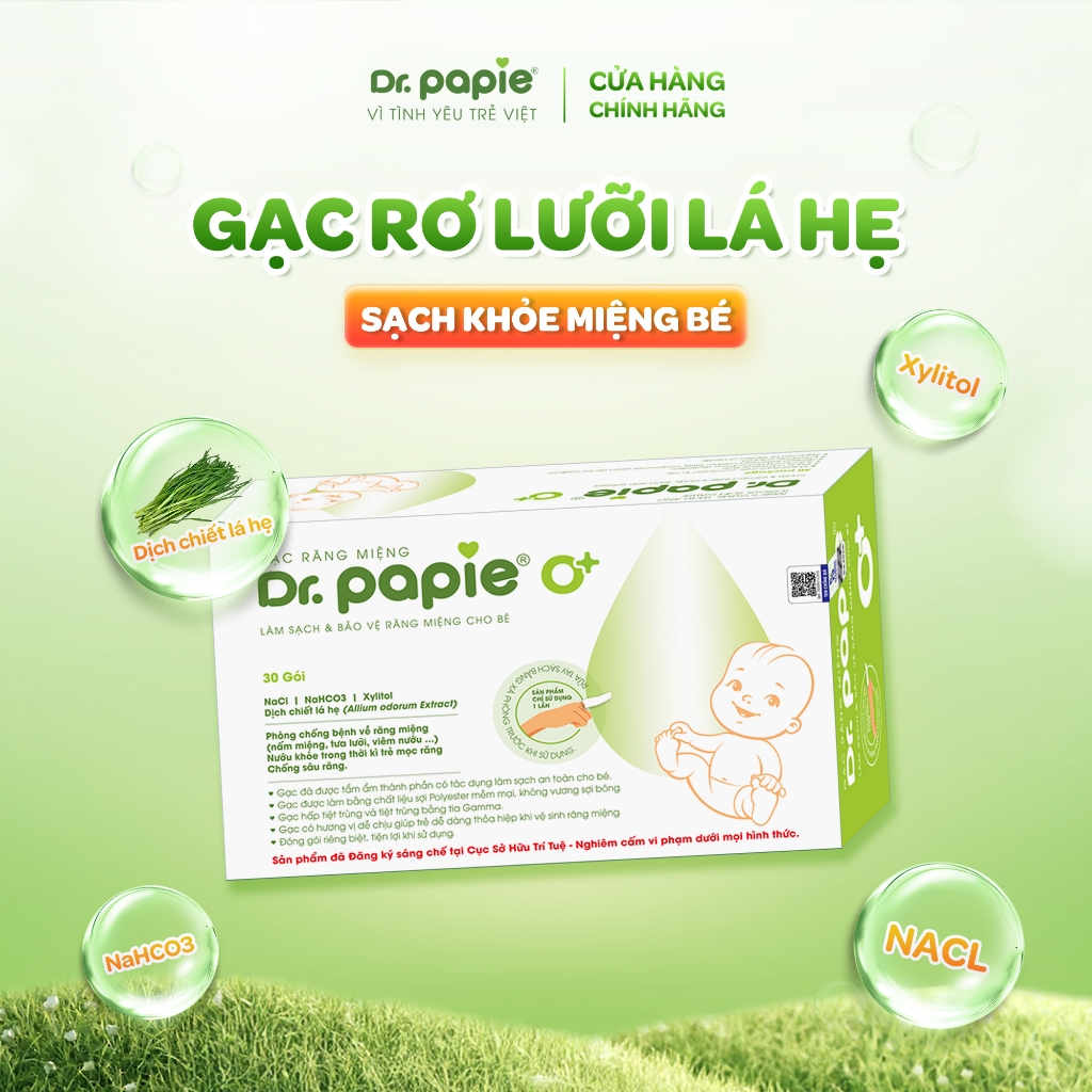 Gạc Rơ Lưỡi Dr.Papie 0+ (Gói Lẻ) Vệ Sinh Miệng, Lưỡi, Nướu Cho Bé Sơ ...